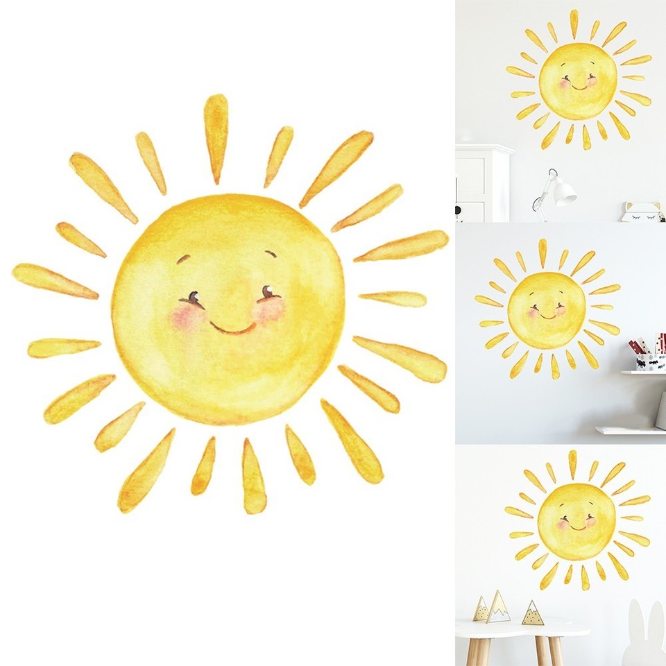 Whimsical Cartoon Sun Wall Decals for Kids' Bedroom and Home Decoration ...