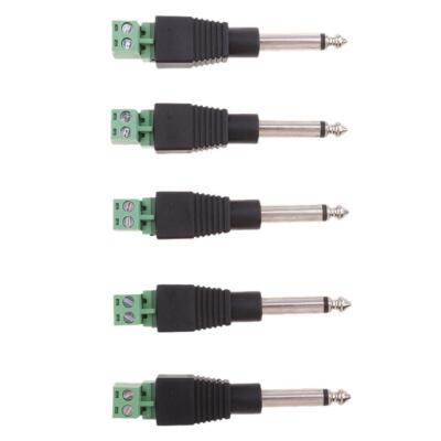 5x 6.35mm Audio Mono Male Screw Terminal Female Microphone Converter ...
