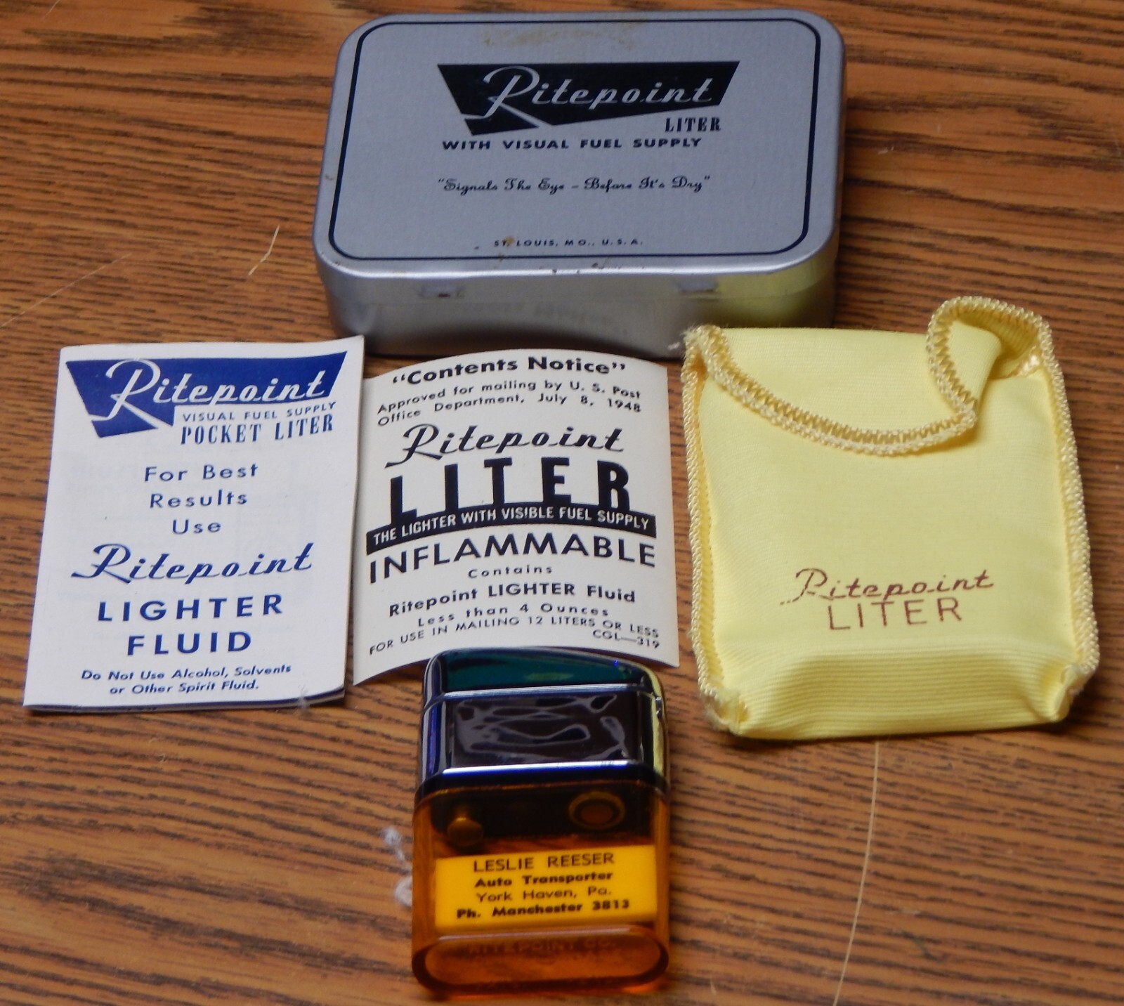 VINTAGE RITEPOINT LIGHTER LESLIE REESER YORK HAVEN PA AUTO TRANSPORTER ...