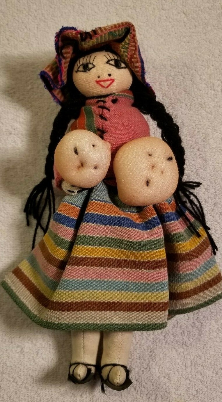 Peruvian Native Woman Folk Art Cloth Rag Doll Cusco Potatoes 10 1/2 ...