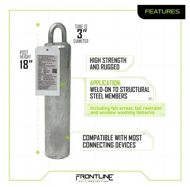 Frontline Fall Protection RW18 Stainless Steel Weld On 18 Inch ...