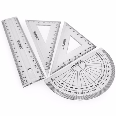 Westcott Small Transparent Geometry Set - Square Set, 15cm Ruler ...