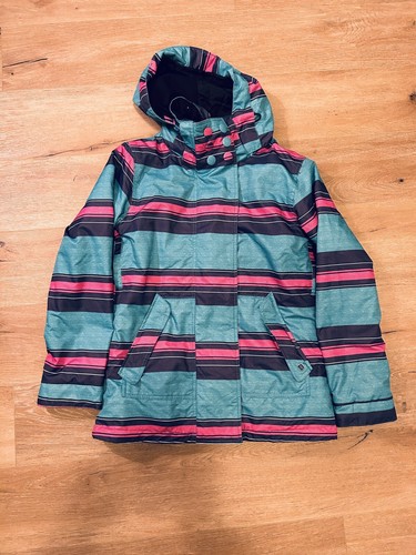 Pwdr Room Women’s Turquoise And Pink Winter Snowboard Hooded Ski Jacket ...