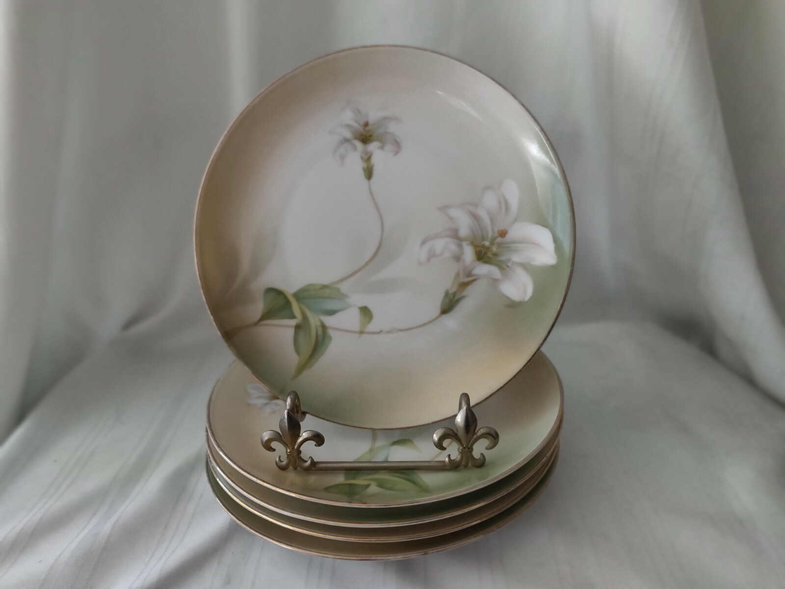 RS Germany lot of 5 bread side plates white calla lily green brown ...