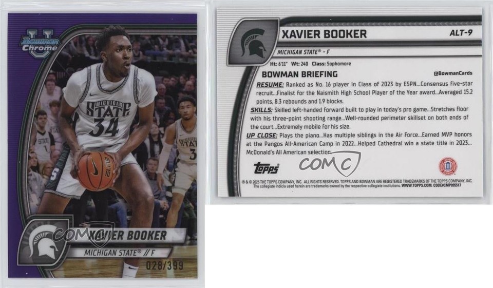 2024-25 Bowman U Chrome Purple Refractor Xavier Booker (Should Be Card ...
