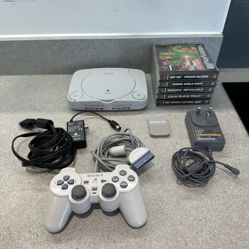 Sony PlayStation 1 Slim PS1 Console Controller Cables 5 Games - Tested ...