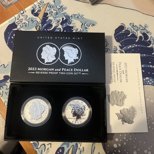 2023 $1 S REVERSE PROOF SILVER PEACE & MORGAN DOLLAR WITH BOX/COA 2 ...