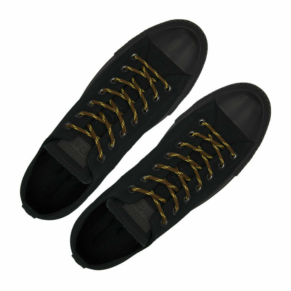 Shoelace Round Bootlace Spotted Dark Brown Yellow Nike Adidas Converse ...