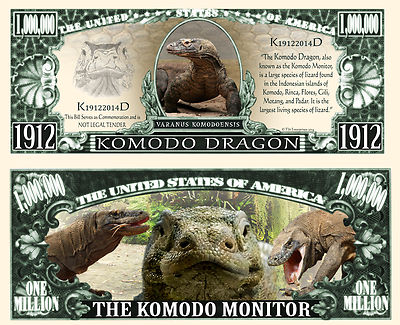 Komodo Dragon Monitor Lizard Million Dollar Funny Money Novelty with ...