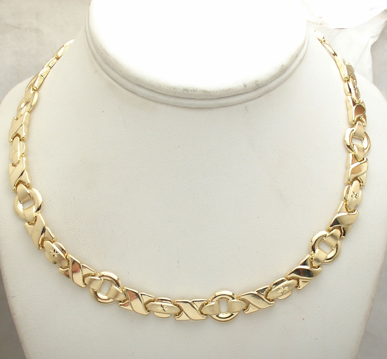 Bold Hugs & Kisses XOXO Necklace 14K Yellow Gold Plated 925 Sterling ...