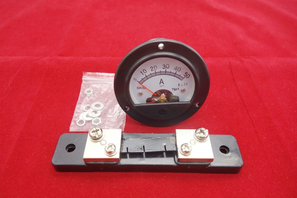 DC 0-50A Round Analog Ammeter Panel Current Meter Dia. 66.4mm DH52 with ...