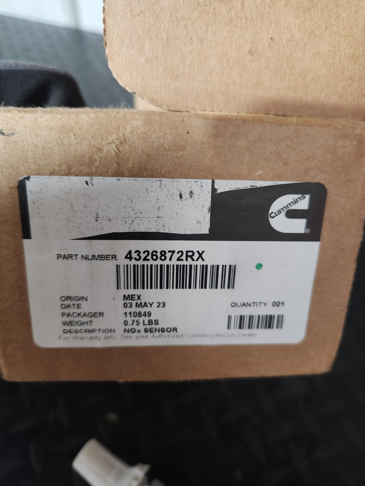 Cummins Nitrogen Oxide NOX Sensor 4326872RX for sale online | eBay