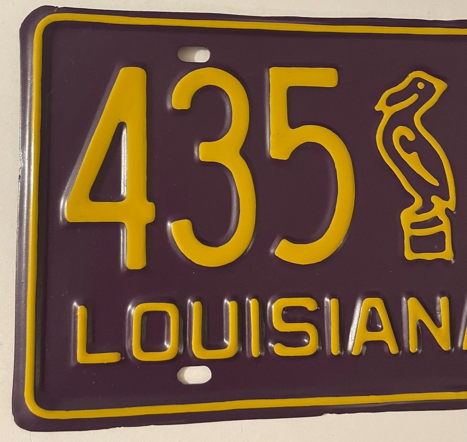 Vintage 1957 Louisiana License Plate 435 307 Pelican LSU Colors ...