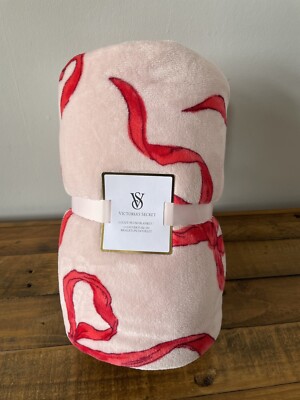 VICTORIA SECRET PINK RED BOWS Throw Blanket🩷 | eBay