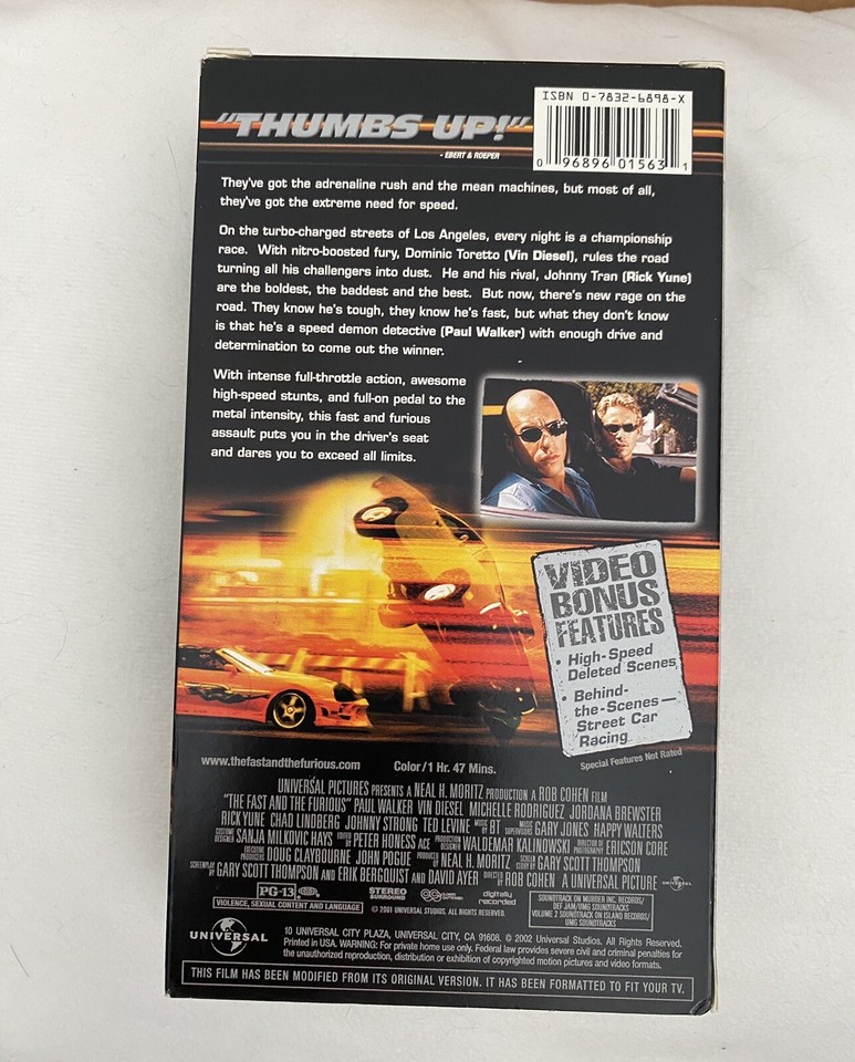 The Fast and the Furious (VHS, 2002, Special Edition Contains Bonus ...