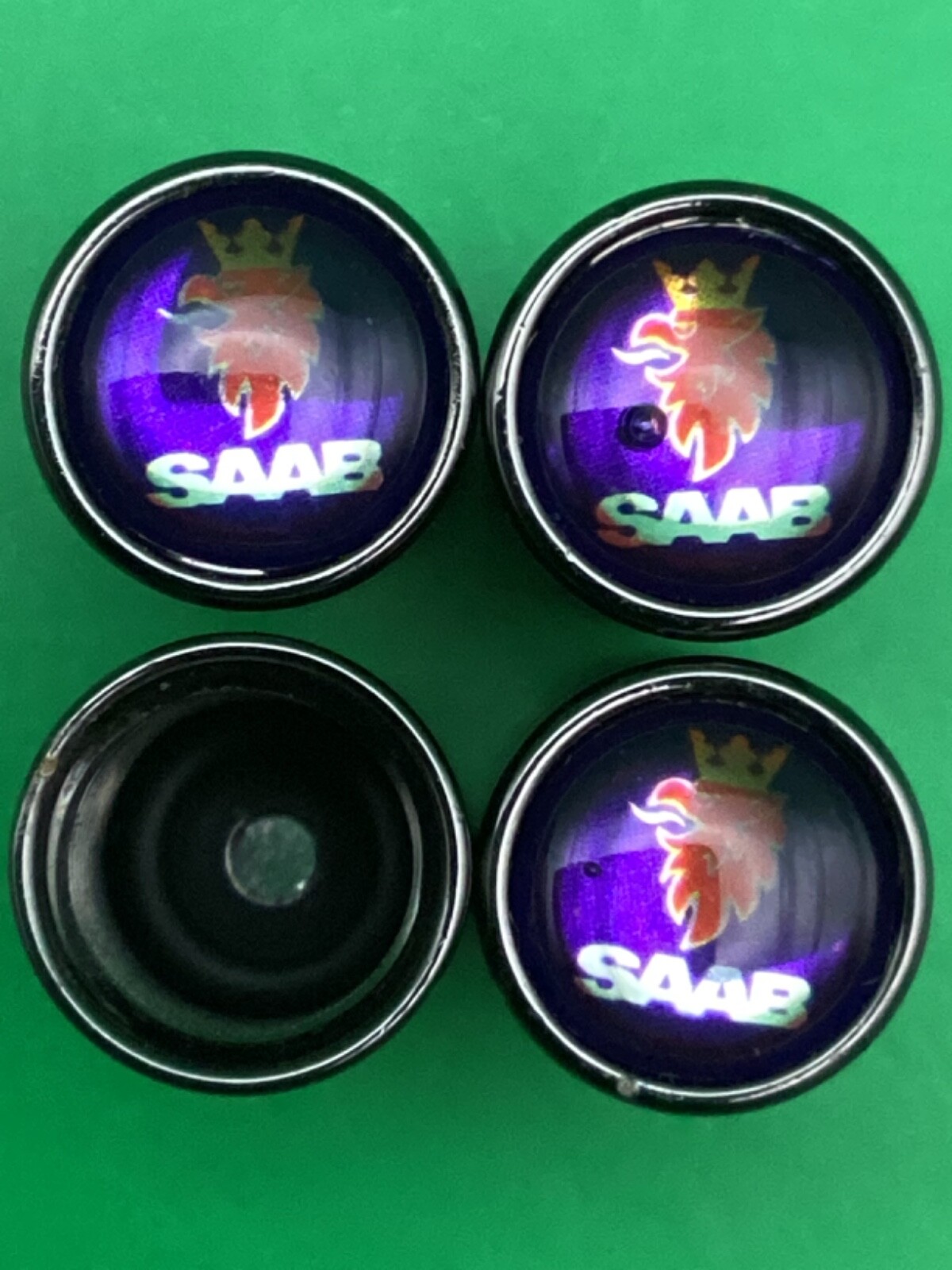 4 Pcs Set Valve Cap With SAAB Logo Air Valve Caps Colour Charcoal No-1 ...