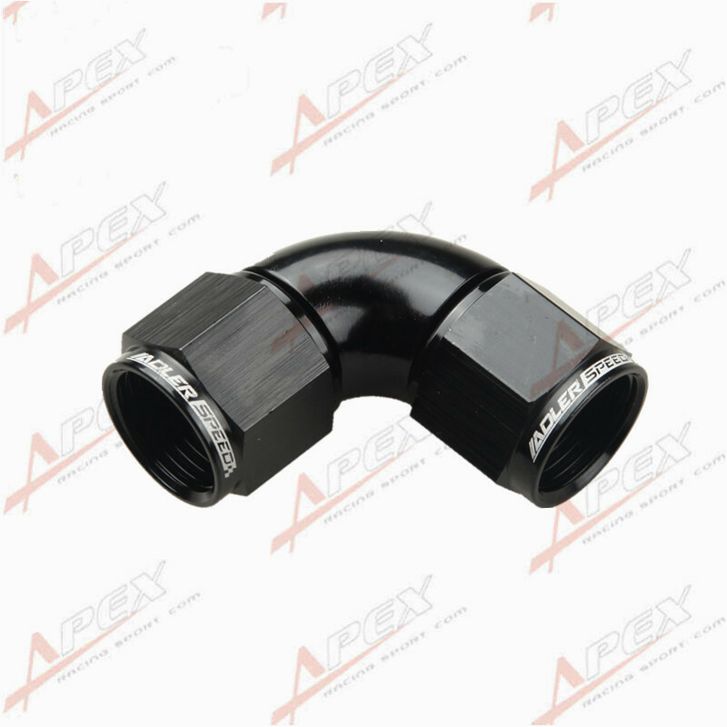 AN-8 AN8 To AN8 8AN 90 Degree Female To Female Full Flow Adapter Black ...
