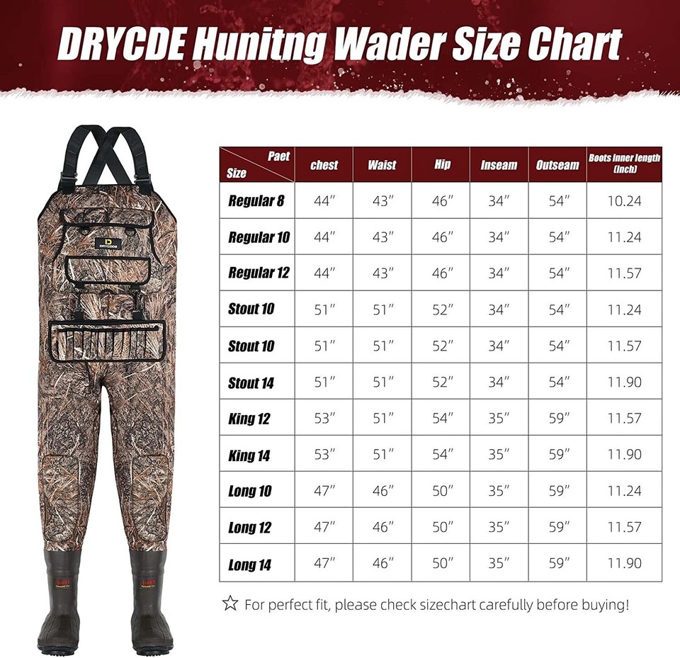 DRYCODE Chest Waders for Men with 1600g Boots, Waterproof 5mm Neoprene Fleece | eBay