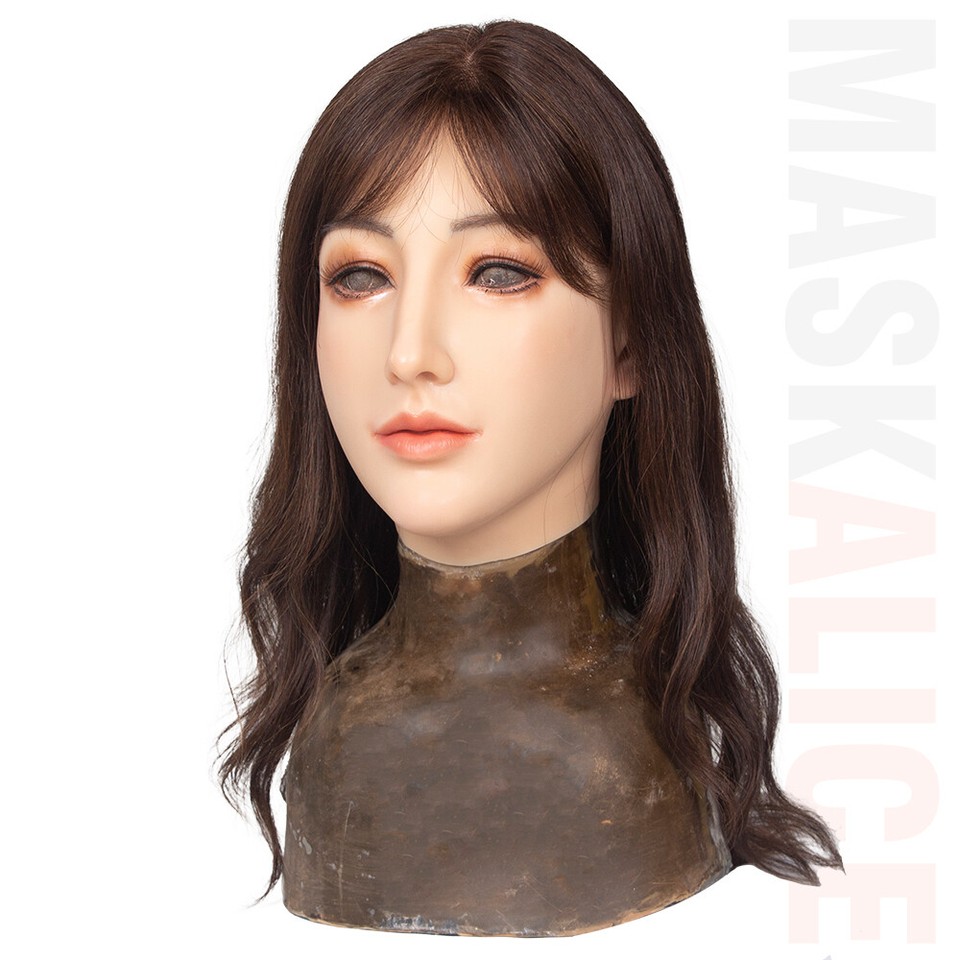 Silicone Realistic Female Face Mask Crossdresser Head Mask For women ...
