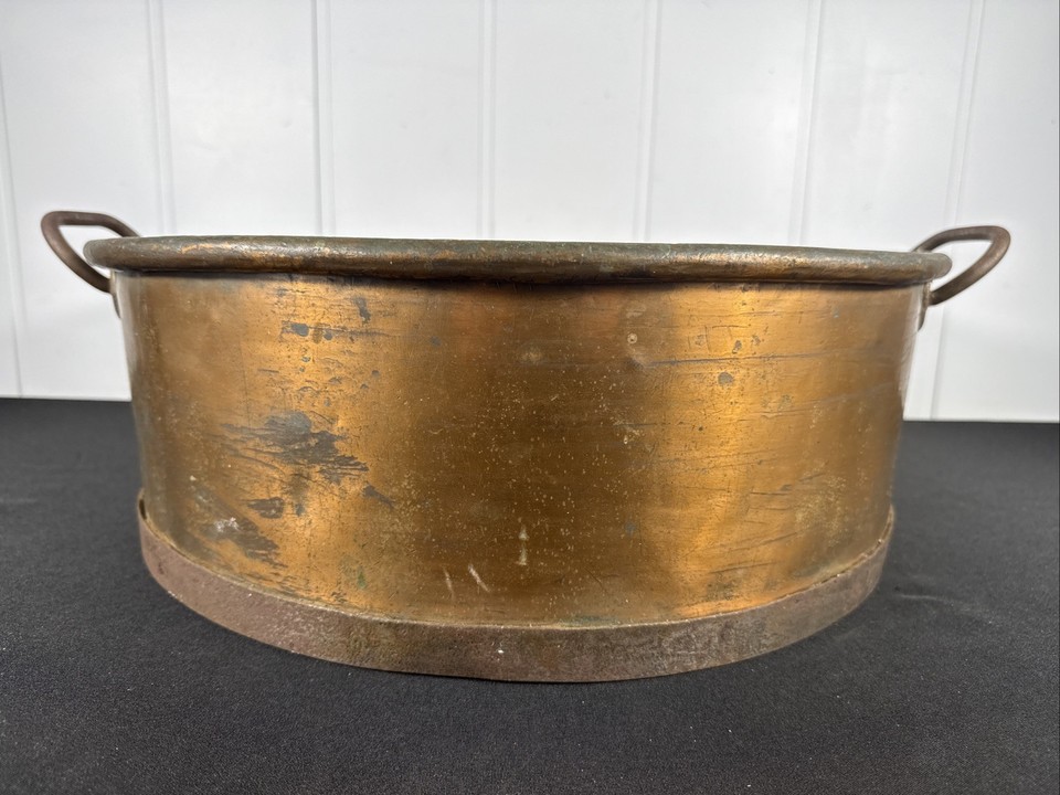 Antique Copper Preserve Braising Pan Basin 19 x 6 1/2" - 23 Litre 6 ...