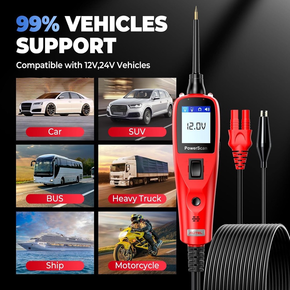 Autel PowerScan PS100 Automotive Circuit Tester Extra 20FT Cable 12V ...