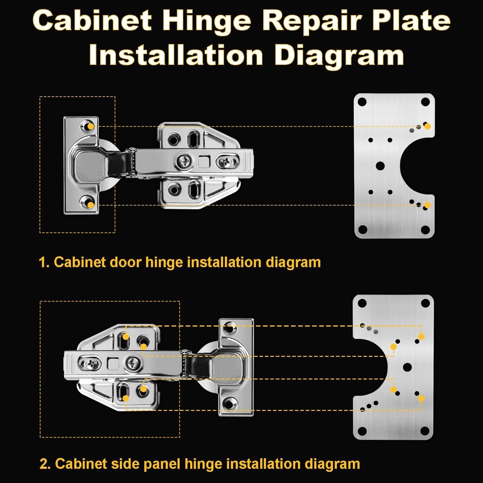 6 Pcs Cabinet Hinge Repair Replacement Kit, Stainless Steel Cabinets ...