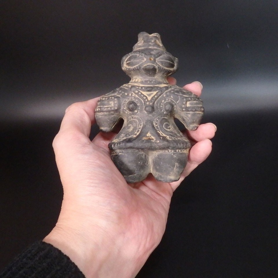 Dogu Jomon Period Haniwa Clay Statue Earthen Figure Black 12cm Replica ...