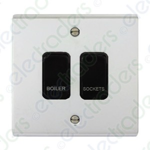 Deta Kitchen Grid Switch Polished Chrome / Black Switches - 2 Gang | eBay