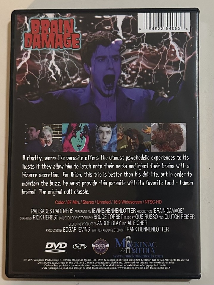BRAIN DAMAGE DVD (Unrated and Uncut Edition) - Widescreen OOP - RARE ...