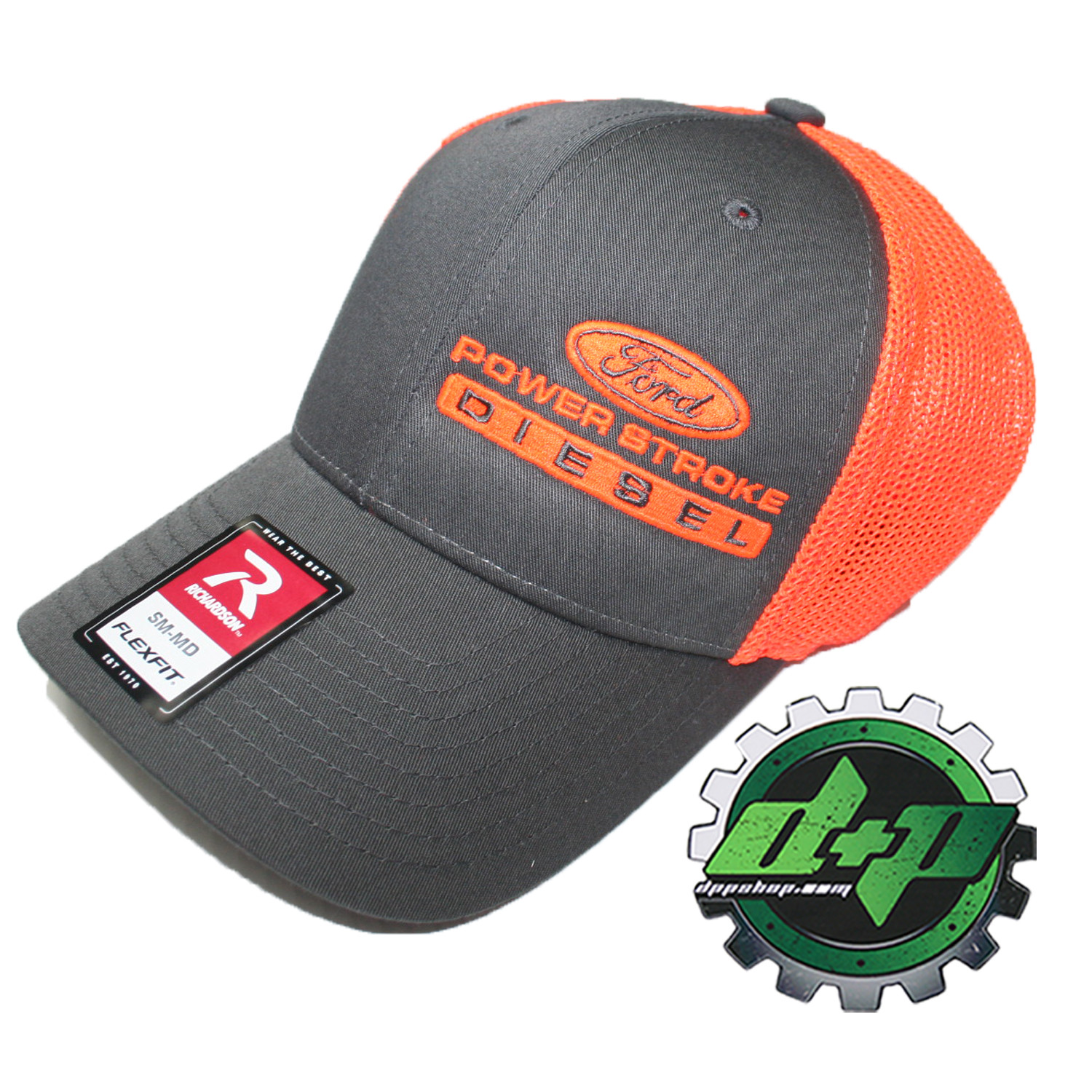 Ford Powerstroke trucker hat richardson Charcoal Gray Orange mesh flex ...