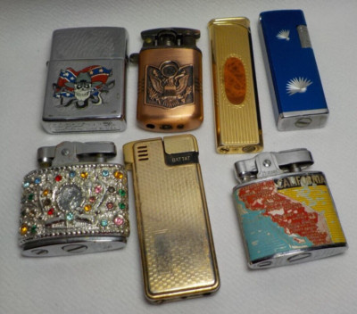 VINTAGE LOT OF 7 LIGHTERS ZIPPO STAR LITE PENGUIN KINGSTAR FLAMEX ...