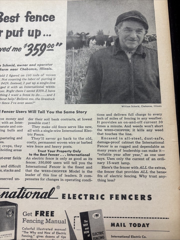 International Electric Fence Charger Ad Weed Hopper Model Vintage ...