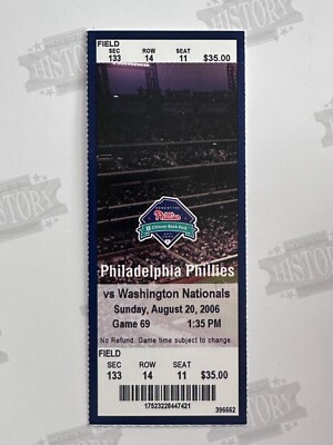 2006 Washington Nationals at Philadelphia Phillies Ticket 8/20/06 | eBay