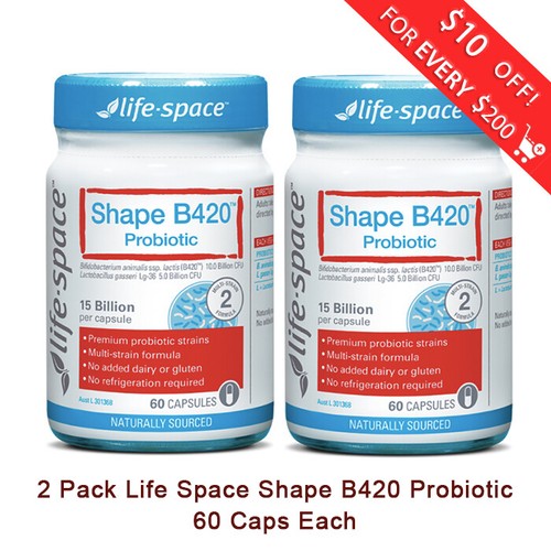 2 x Life-space Shape B420 Probiotic 60 Capsules Weight Management New ...