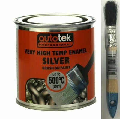 Autotek VHT Very High Temperature Silver Brush On Paint With Brush | eBay