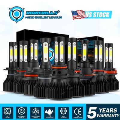 4 Sides H13 H4 9012 9007 9004 LED Headlight Bulbs Hi Lo Beam Bright ...