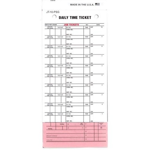 1000 Count Daily Job & Time Tickets, form JT-10-PSG, wi/ Peel & Sticks ...