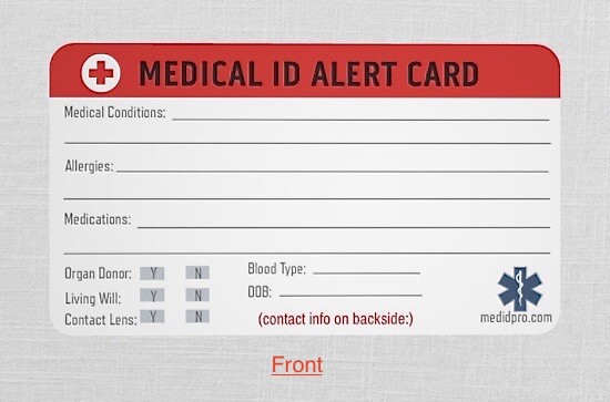 Diabetic Medical Alert ID necklace -USA made, FREE ID Wallet Card ...