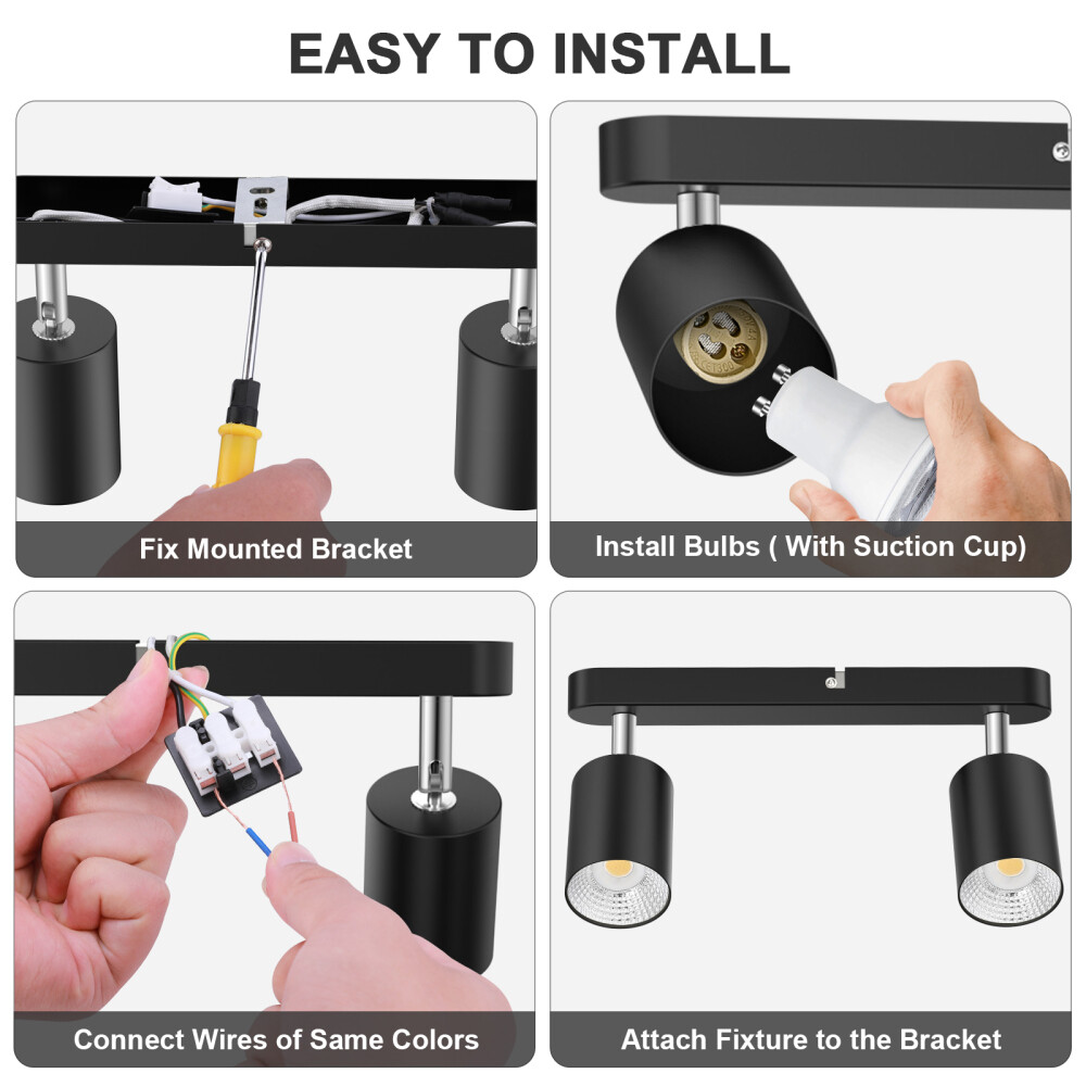 3/4-Light LED Track Lighting Kit, Flush Mount Ceiling Spot Light ...