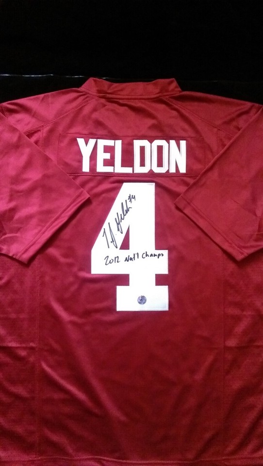 TJ YELDON AUTOGRAPH SIGNED ALABAMA JERSEY INSCR "2012 NATL CHAMPS ...