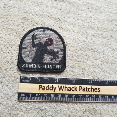 Zombie Hunter Patch Hook & Loop Back Military Morale Tactical Black ...