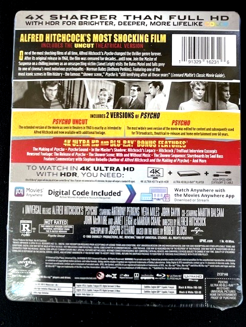 Hitchcock's PSYCHO-1960 (4K Ultra-Blu-Ray Limited Steelbook) 2 Versions ...