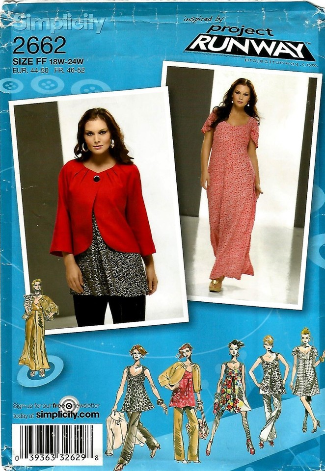 Simplicity Project Runway Sewing Pattern Misses/Juniors/Womens Sizes U ...