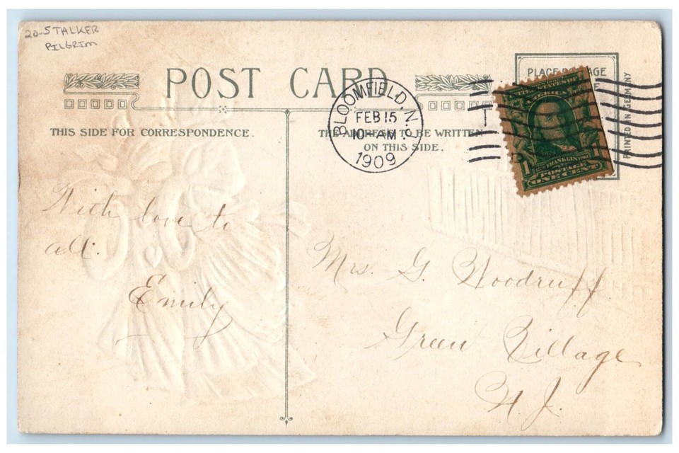 1909 Valentine Girls Stalker Pilgrim Winter Winsch Back Loomfield NJ ...