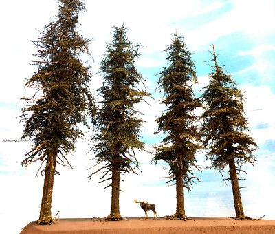 FOUR PREMIUM Model Fir Trees, 11" Tall, Handmade USA, Amazing, HO-N-O-S ...
