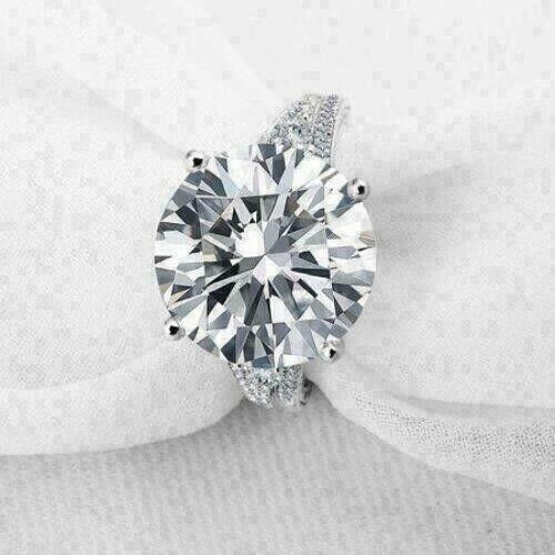 3Ct Round Lab Created Diamond Solitaire Engagement Ring 14K White Gold ...