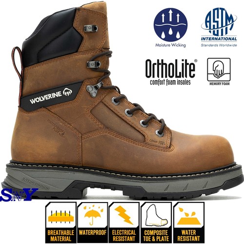 WOLVERINE Men's Composite Toe Waterproof Premium Leather Work ...