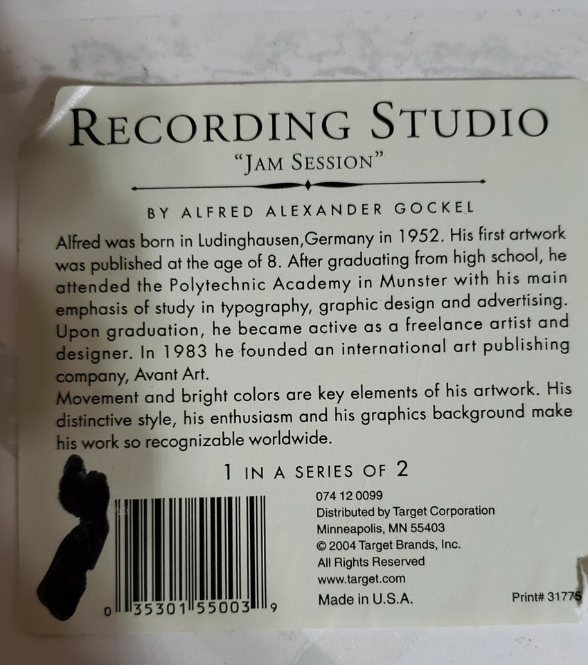 Alfred Alexander Gockel Litograph ..JAM SESSION Glass &Frame | eBay