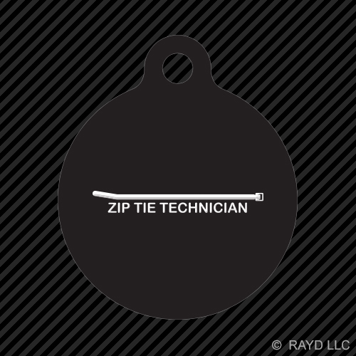 Zip Tie Technician Keychain Round with Tab dog engraved many colors jdm ...