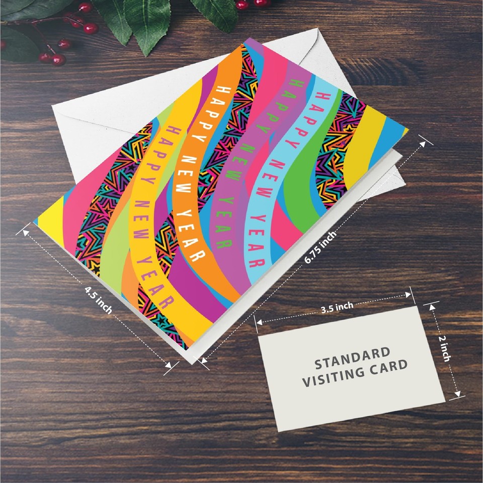 16 Happy New Year Cards Boxed Set With Envelopes and Gold Seal Stickers ...